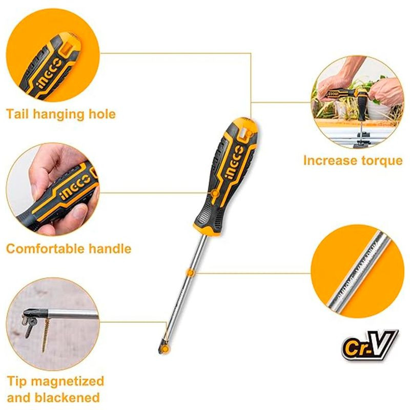 INGCO PHILLIPS COMBINATION SCREWDRIVER 6" 150MM PH2*150MM HSDPH2150 || 1148